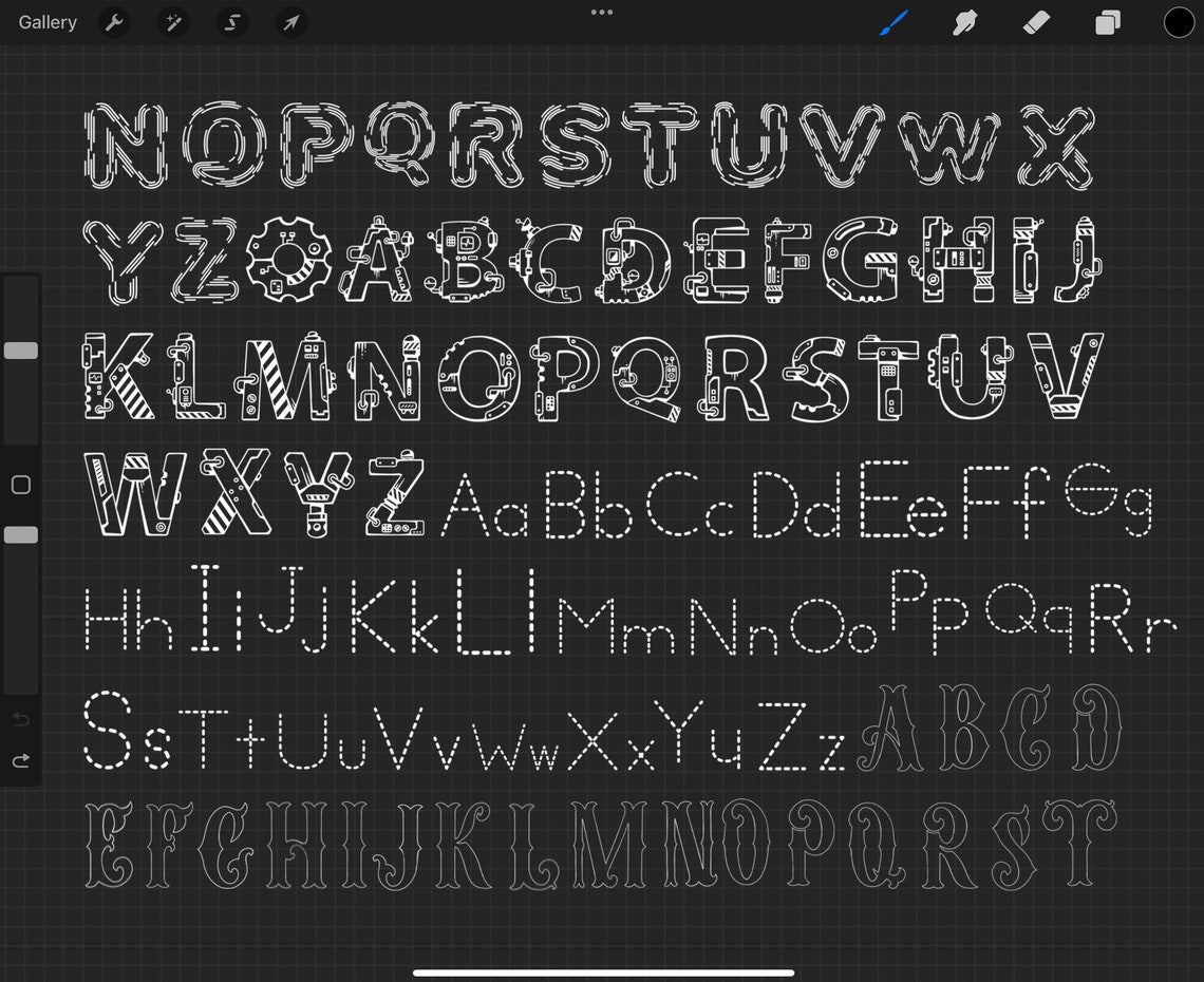 Alphabet Art Stamp for Procreate, Photoshop Brush and Clip Studio Paint ...