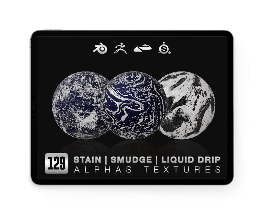 Stain Smudge Drip Alphas for Nomad Sculpt Blender Zbrush | Liquid ...