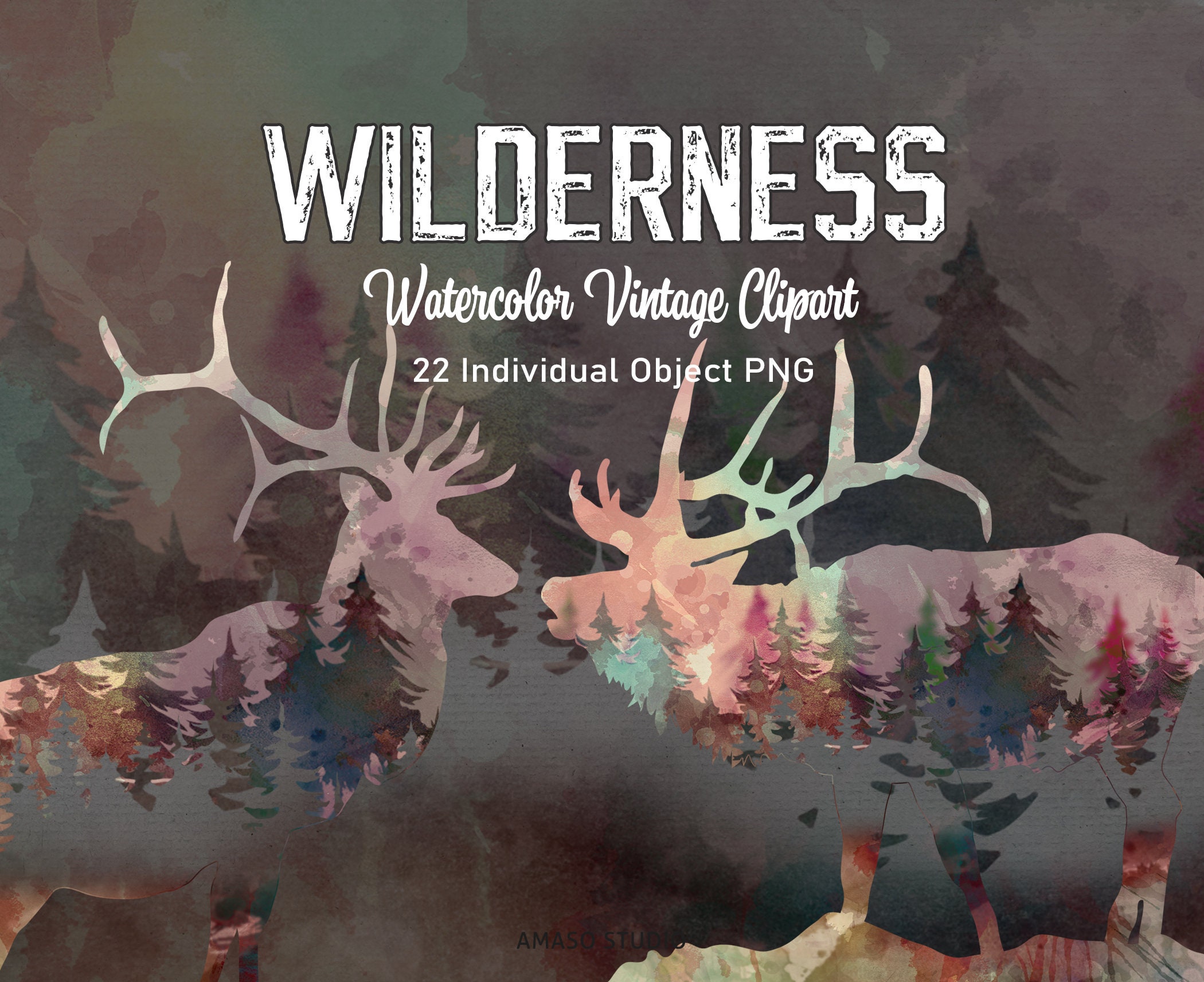 Wilderness Watercolor Clipart High Resolution Pngs - Etsy