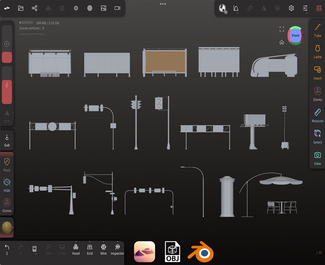 Street Assets Kitbash Pack – 66 OBJ Files | Urban 3D Models for Nomad ...
