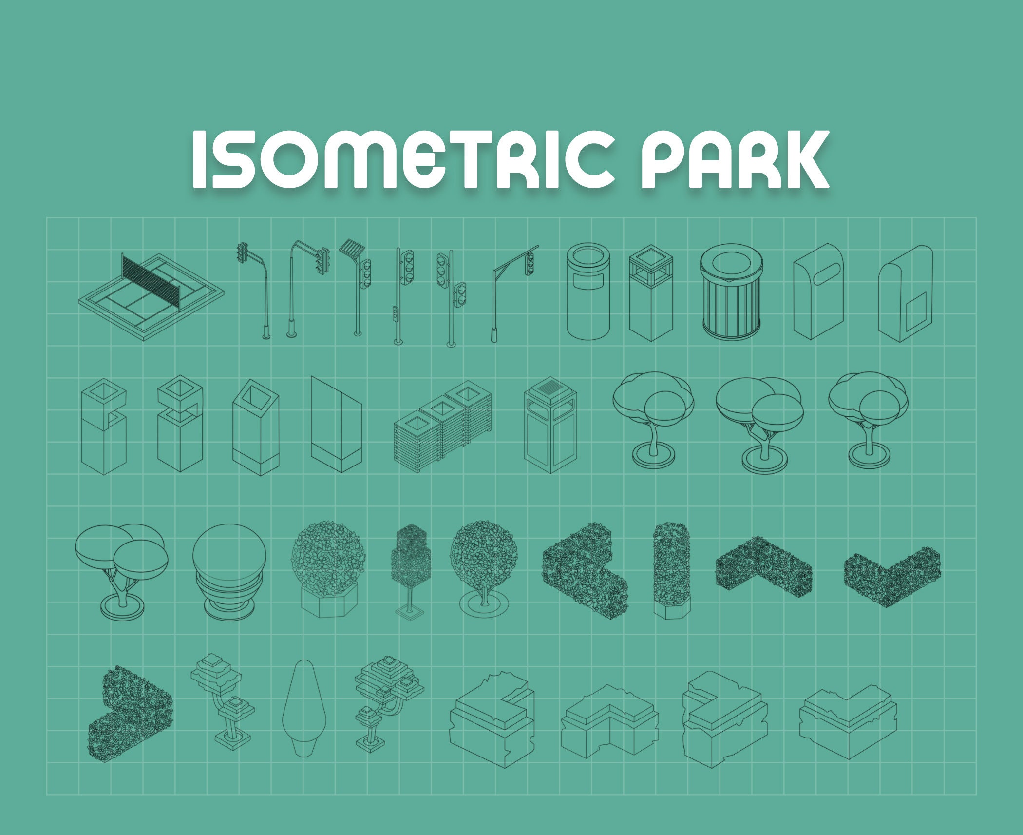 Park Isometric Procreate Stamp Isometric Vector Illustration - Etsy