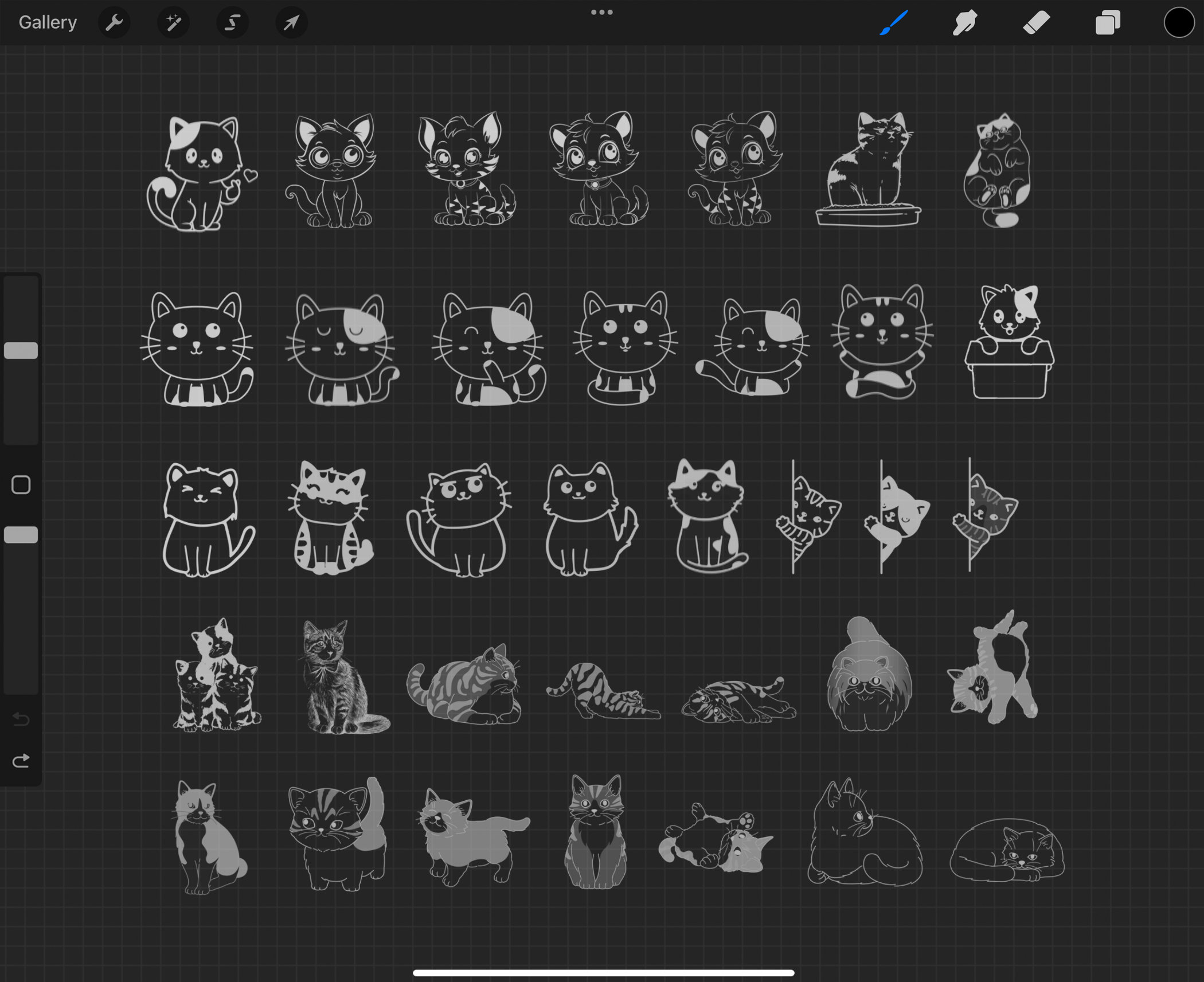 Random Cute Cat Set for Procreate, Photoshop and Clip Studio Paint - Etsy