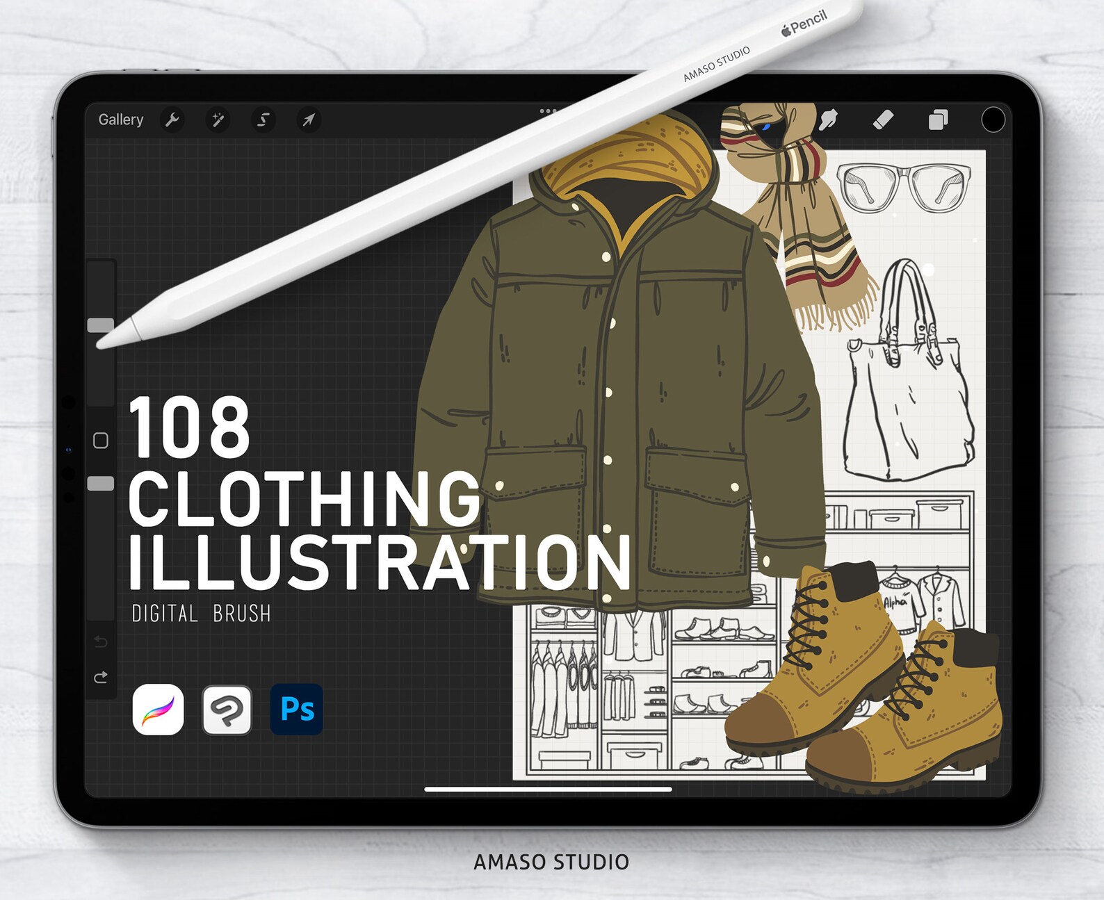 Clothing Illustration Hand Drawing Stamp for Procreate - Etsy