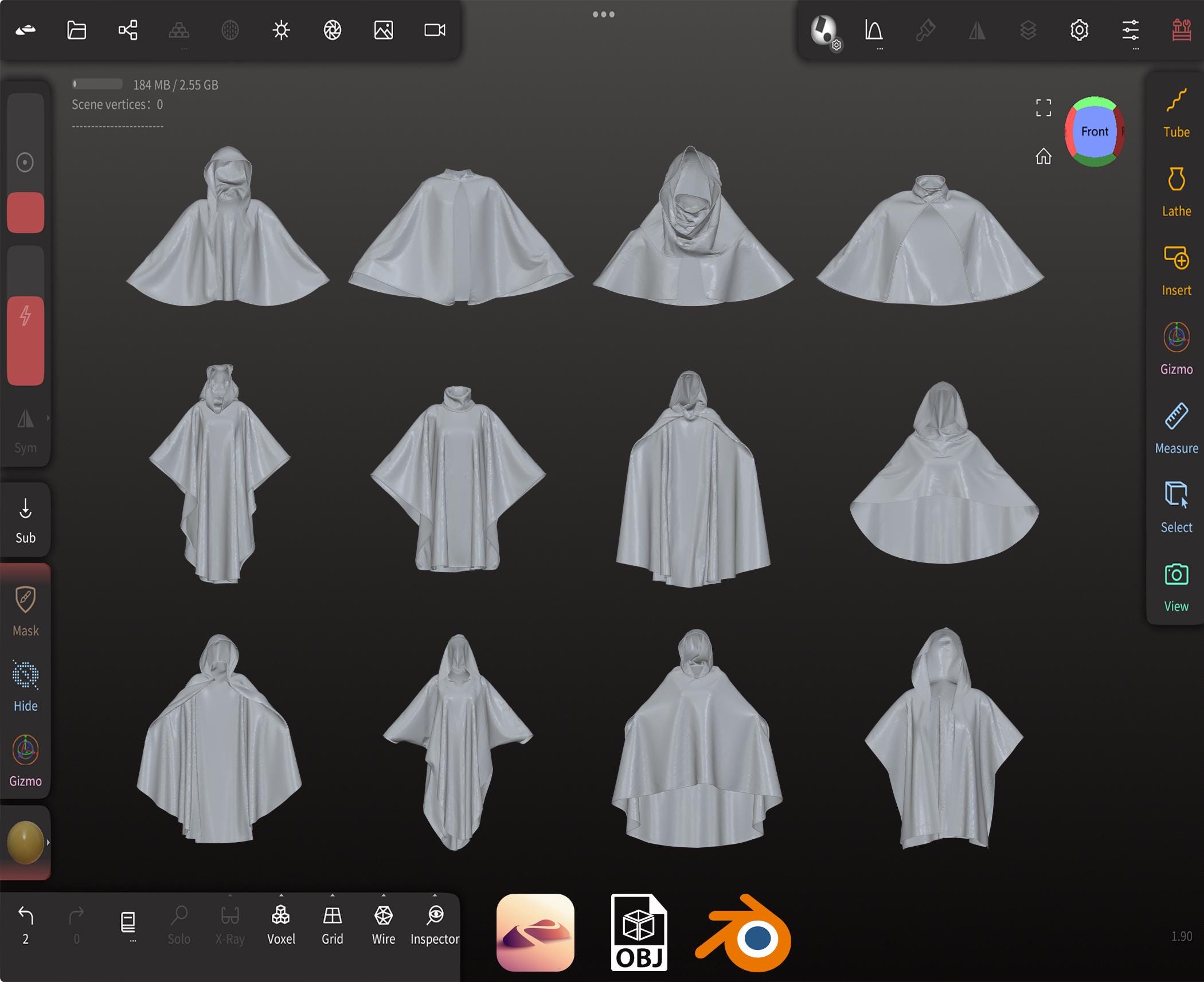 Capes Model OBJ Pack – 32 Dynamic Cape Models for Nomad Sculpt, Blender ...