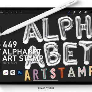 Alphabet Art Stamp for Procreate, Photoshop Brush and Clip Studio Paint ...