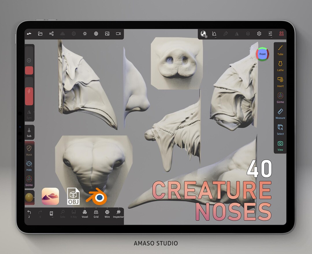 Creature Noses OBJ Pack – 40 High-quality 3D Models for Nomad Sculpt ...