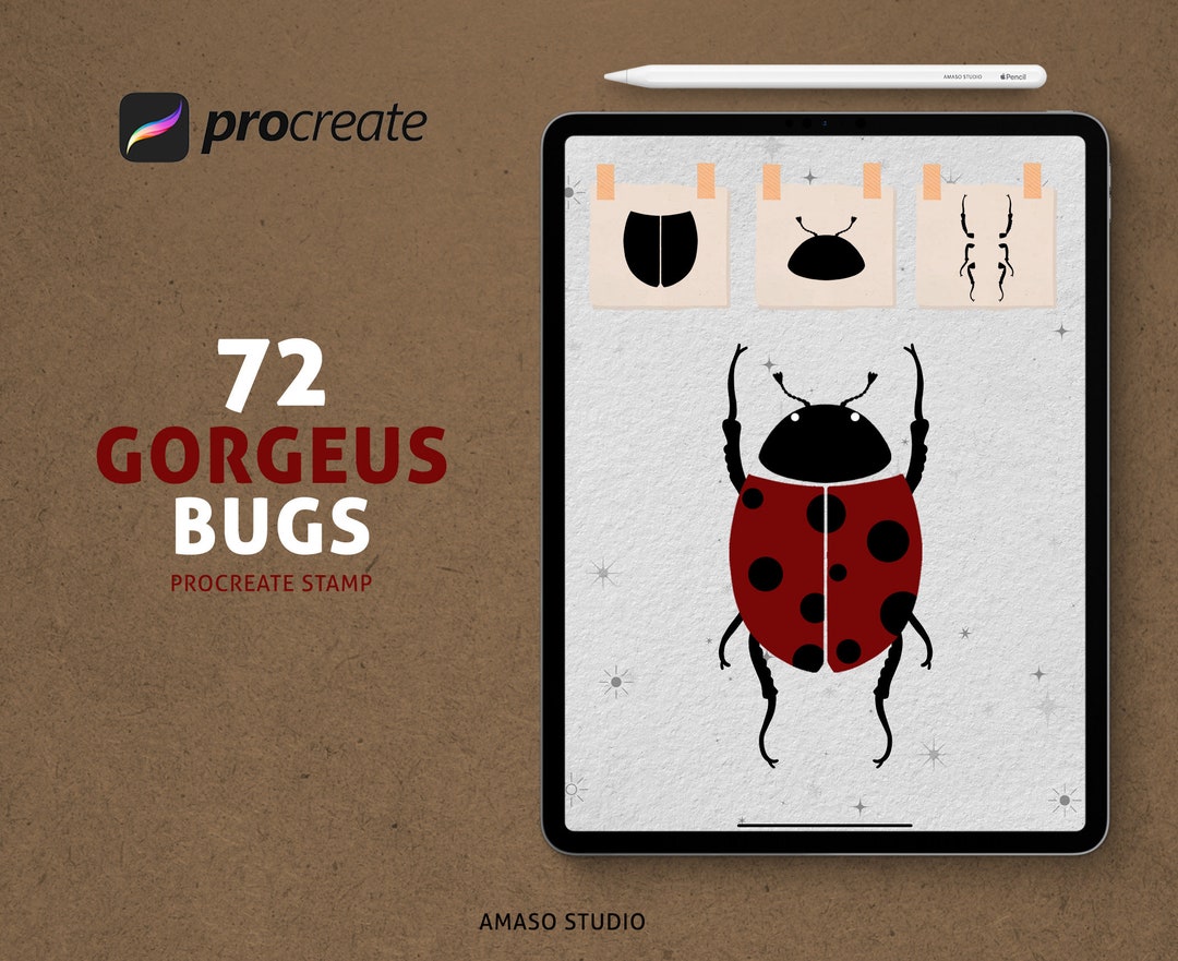 72 Gergous Bugs Procreate Stamp, Insect Illustration Vector - Etsy