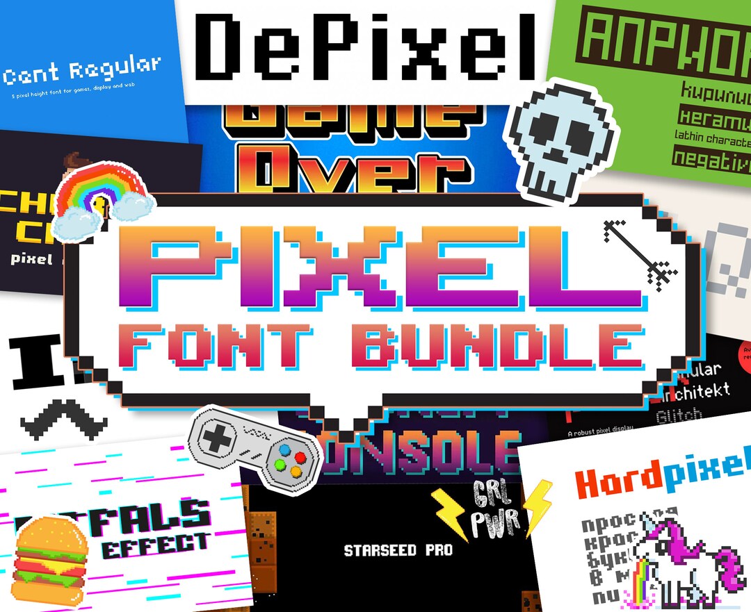 Pixel Fonts Bundle, Over 100+ Fonts - Etsy