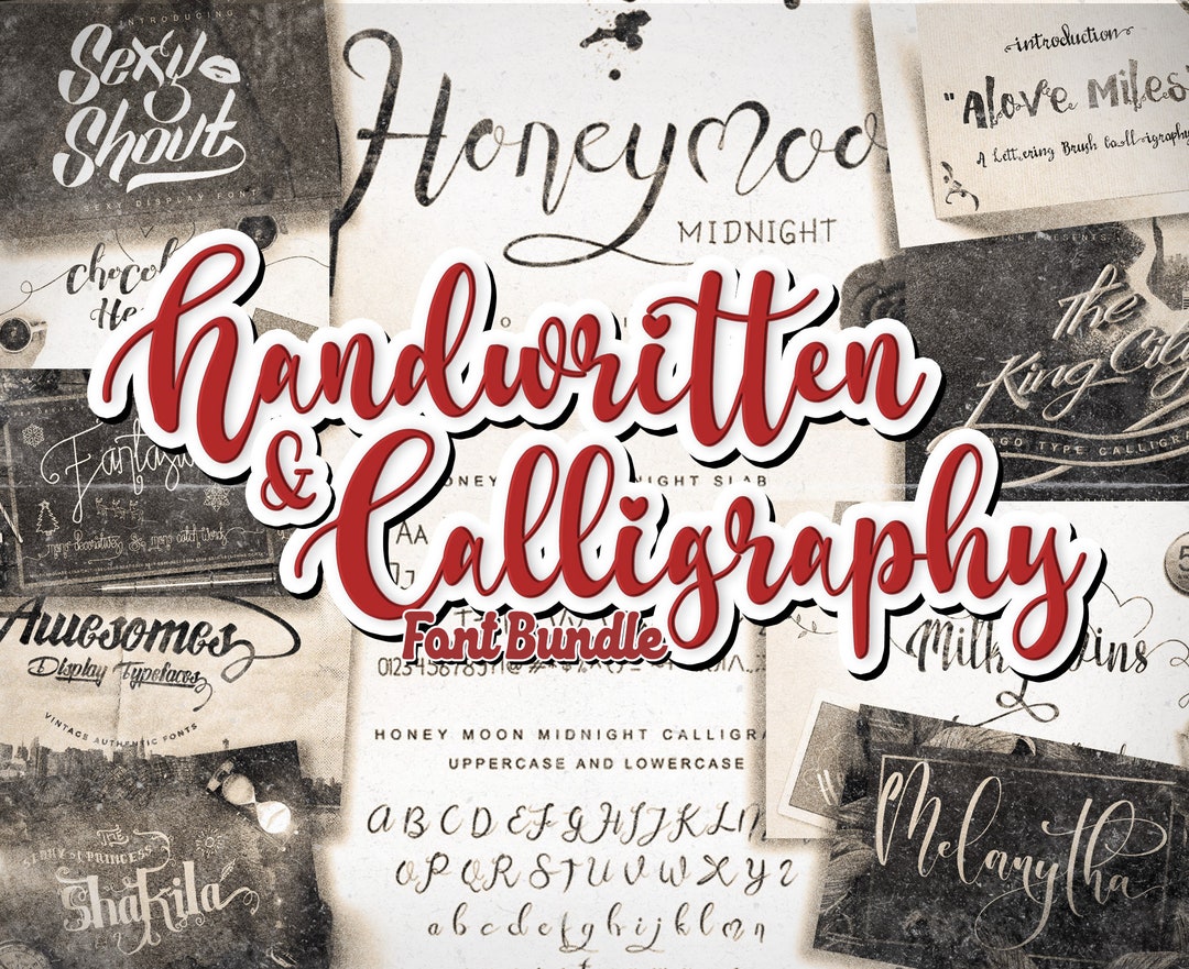 Handwritten and Calligraphy Font Bundle, Over 160+ Classic and Timeless ...