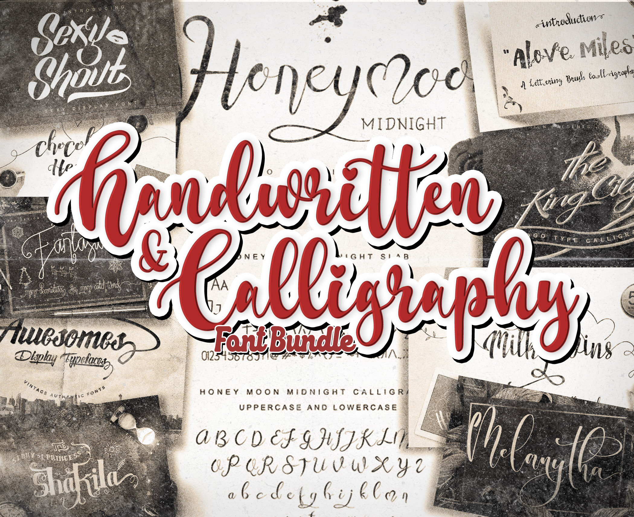 Handwritten and Calligraphy Font Bundle, Over 160 Classic and Timeless ...