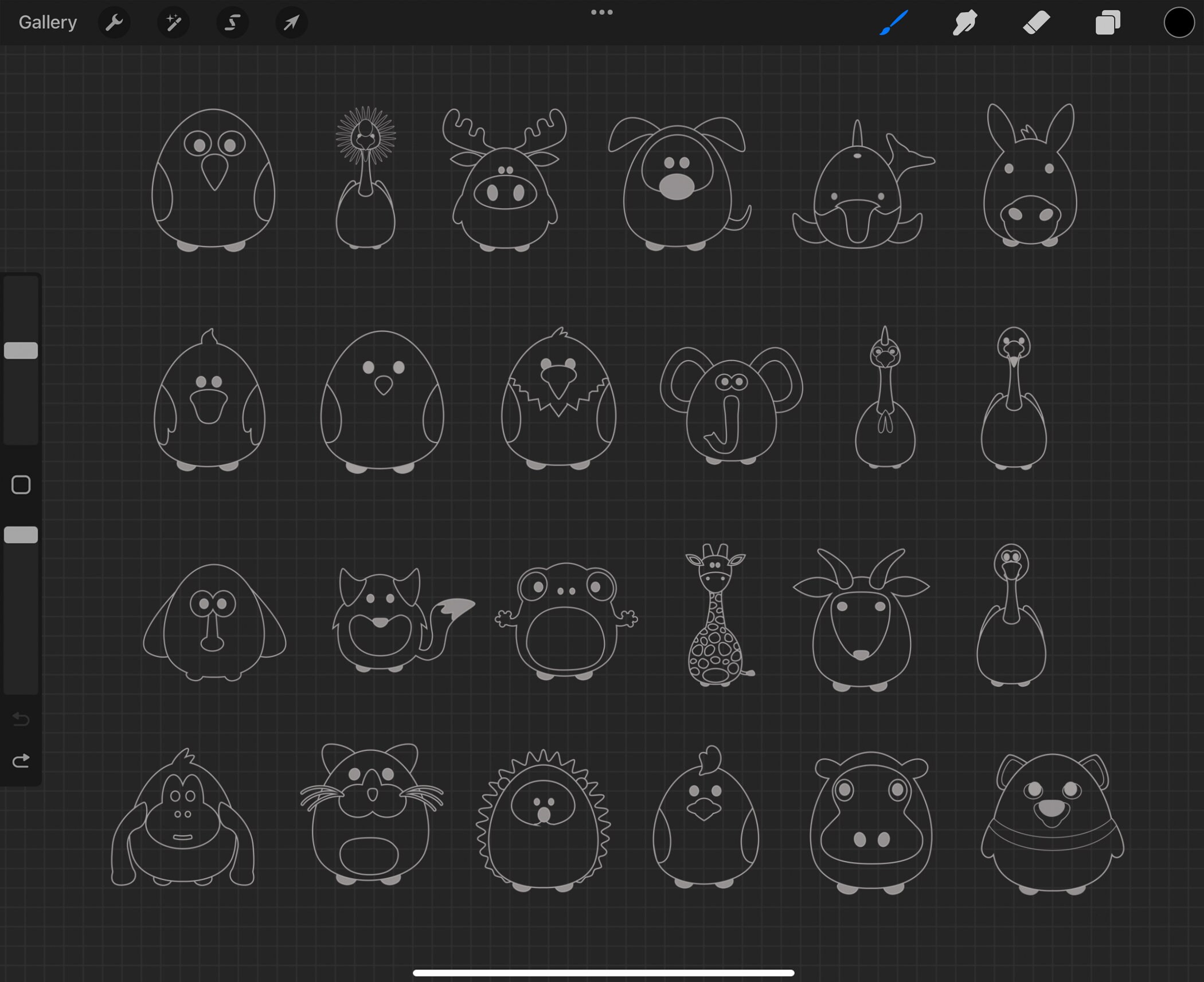 Cute Animal Vector Chibi Stamps for Procreate, Photoshop, Clip Studio ...