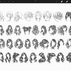 Woman Hair Base for Procreate, Photoshop Brush and Clip Studio Paint ...