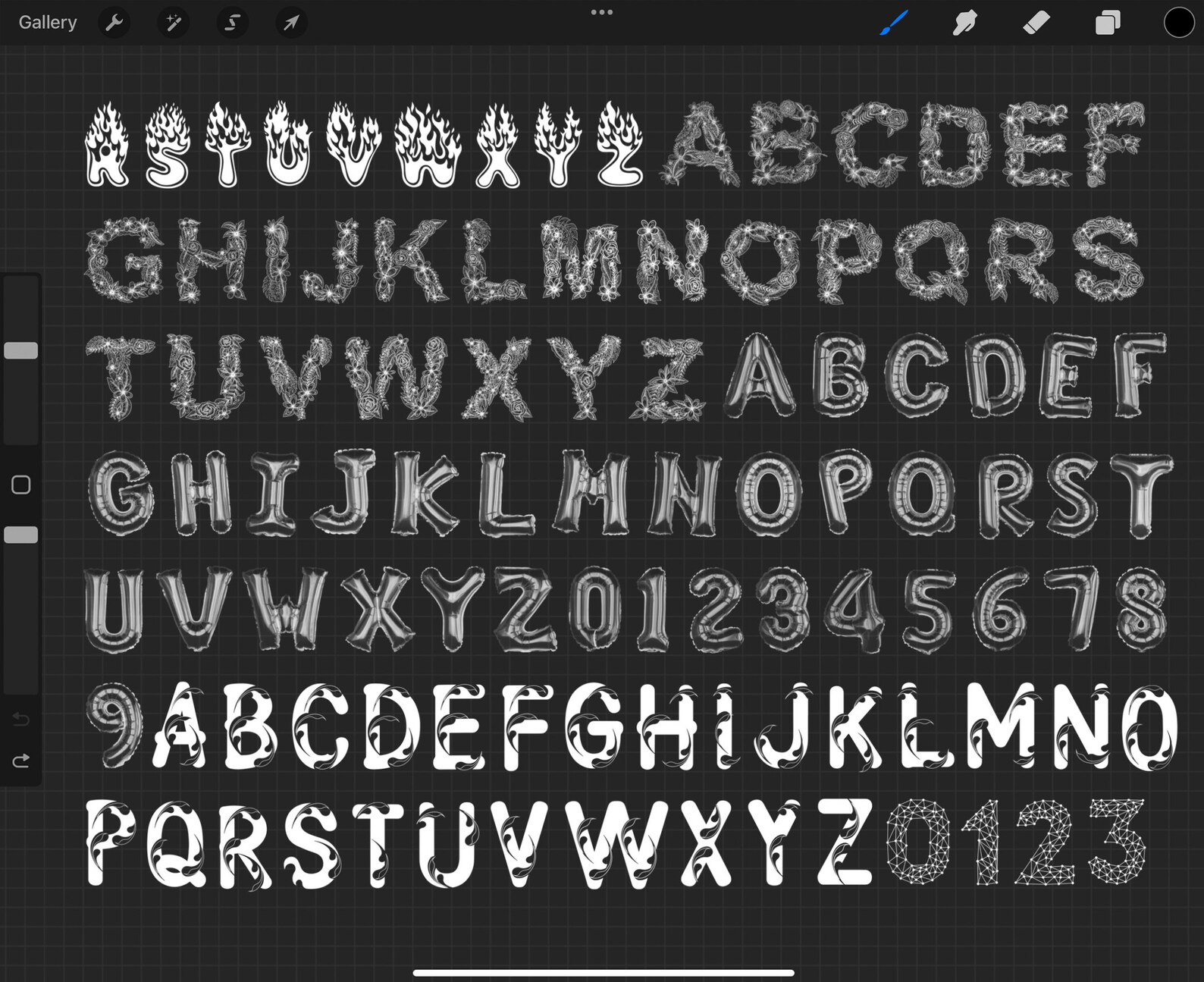 Alphabet Art Stamp for Procreate, Photoshop Brush and Clip Studio Paint ...