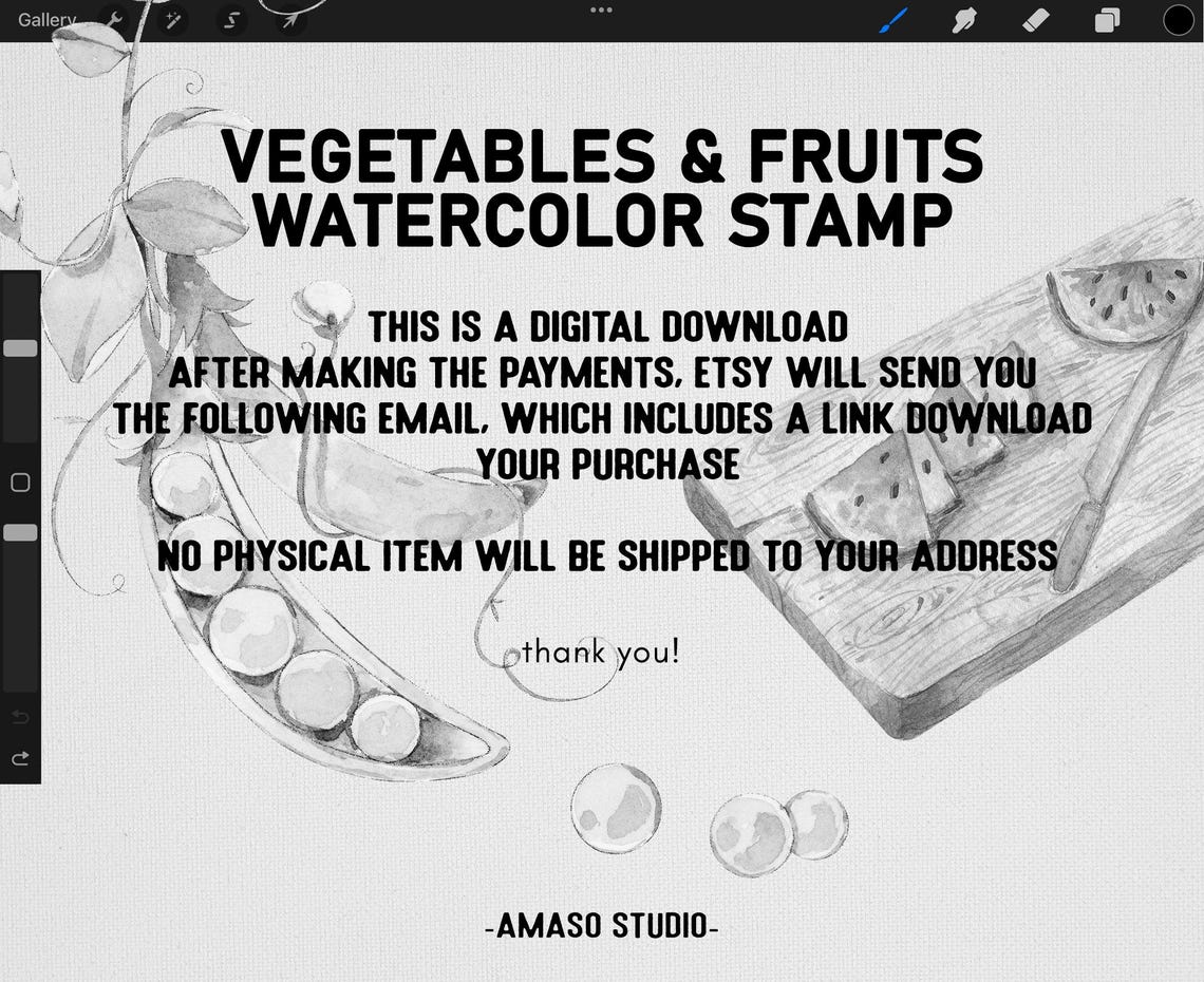 Vegetables and Fruits Watercolor Stamp Brushes – 161 Delicious Designs ...
