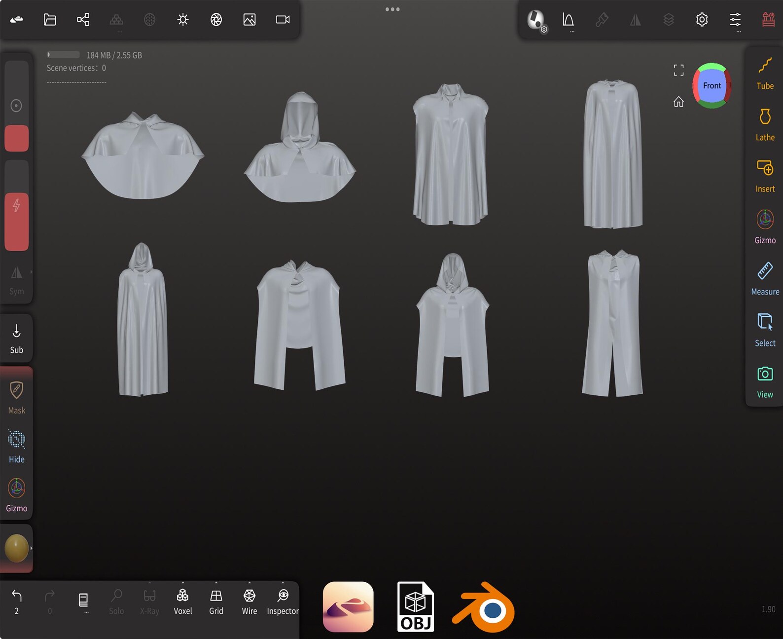 Capes Model OBJ Pack – 32 Dynamic Cape Models for Nomad Sculpt, Blender ...