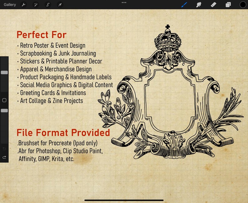 Vintage Ornament Stamps for Procreate & Photoshop – 354 Flourish ...