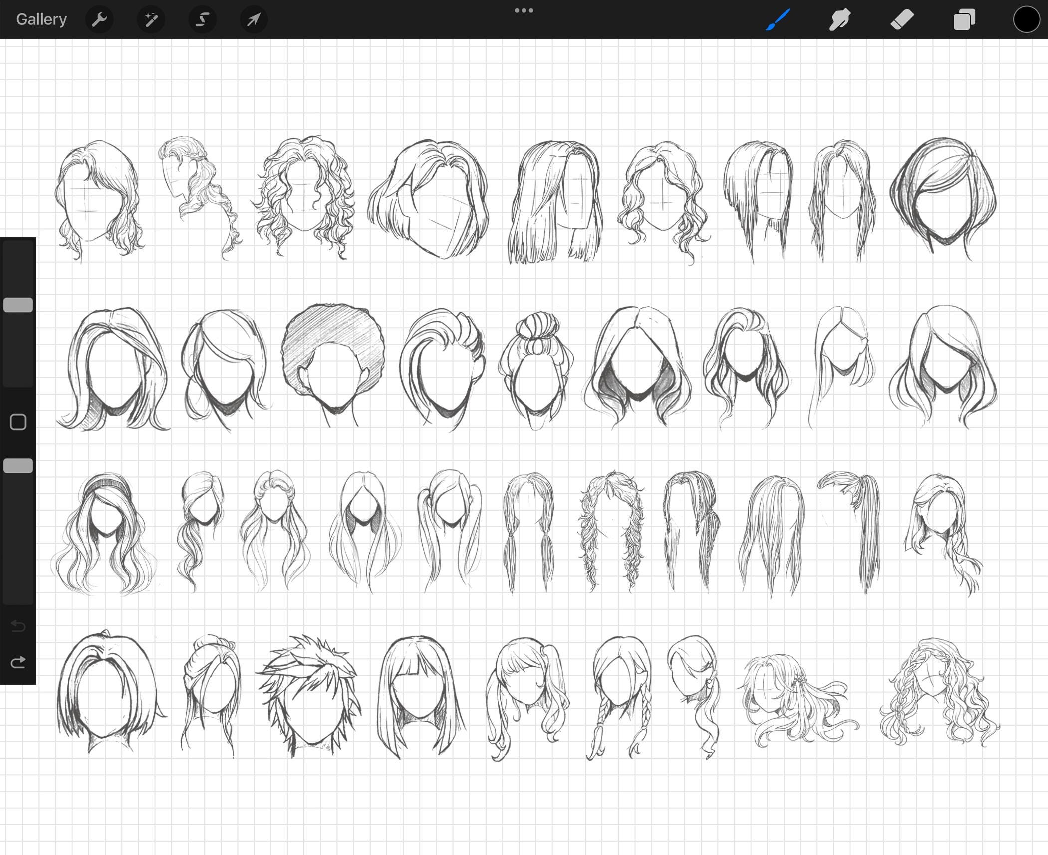 Woman Hair Base for Procreate, Photoshop Brush and Clip Studio Paint ...
