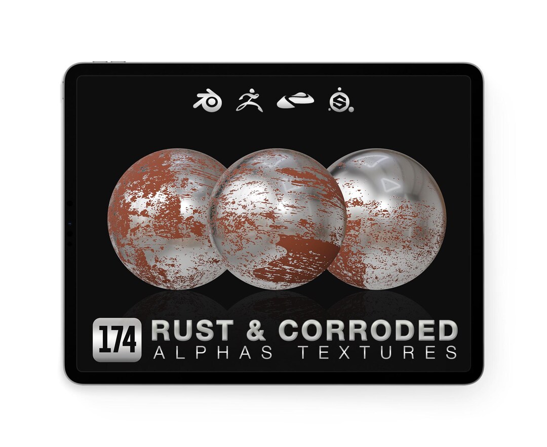 Rust Corroded Metal Alphas Texture Pack for Nomad Sculpt Blender Zbrush ...