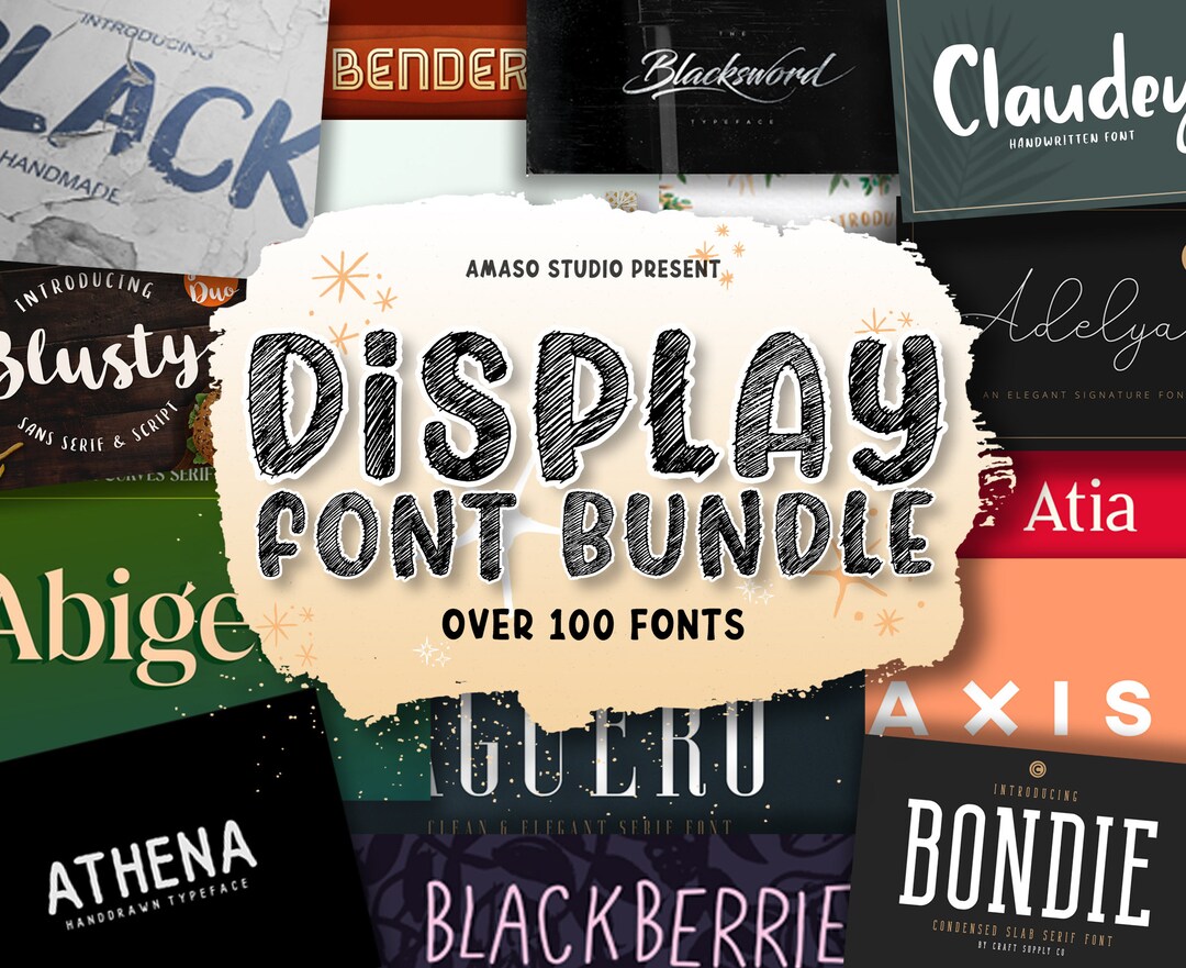 Display Font Bundle, Over 100+ Fonts Eye-catching Fonts for Your ...
