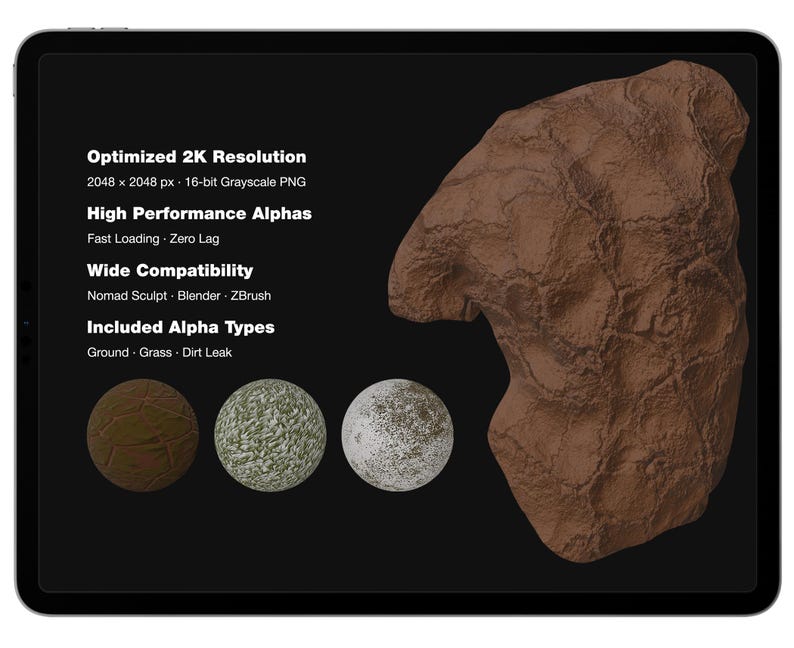 Ground Grass Alphas for Nomad Sculpt Blender Zbrush | Terrain Detail ...