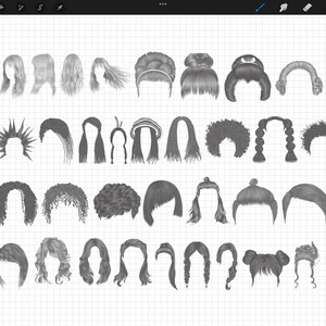 Woman Hair Base for Procreate, Photoshop Brush and Clip Studio Paint ...