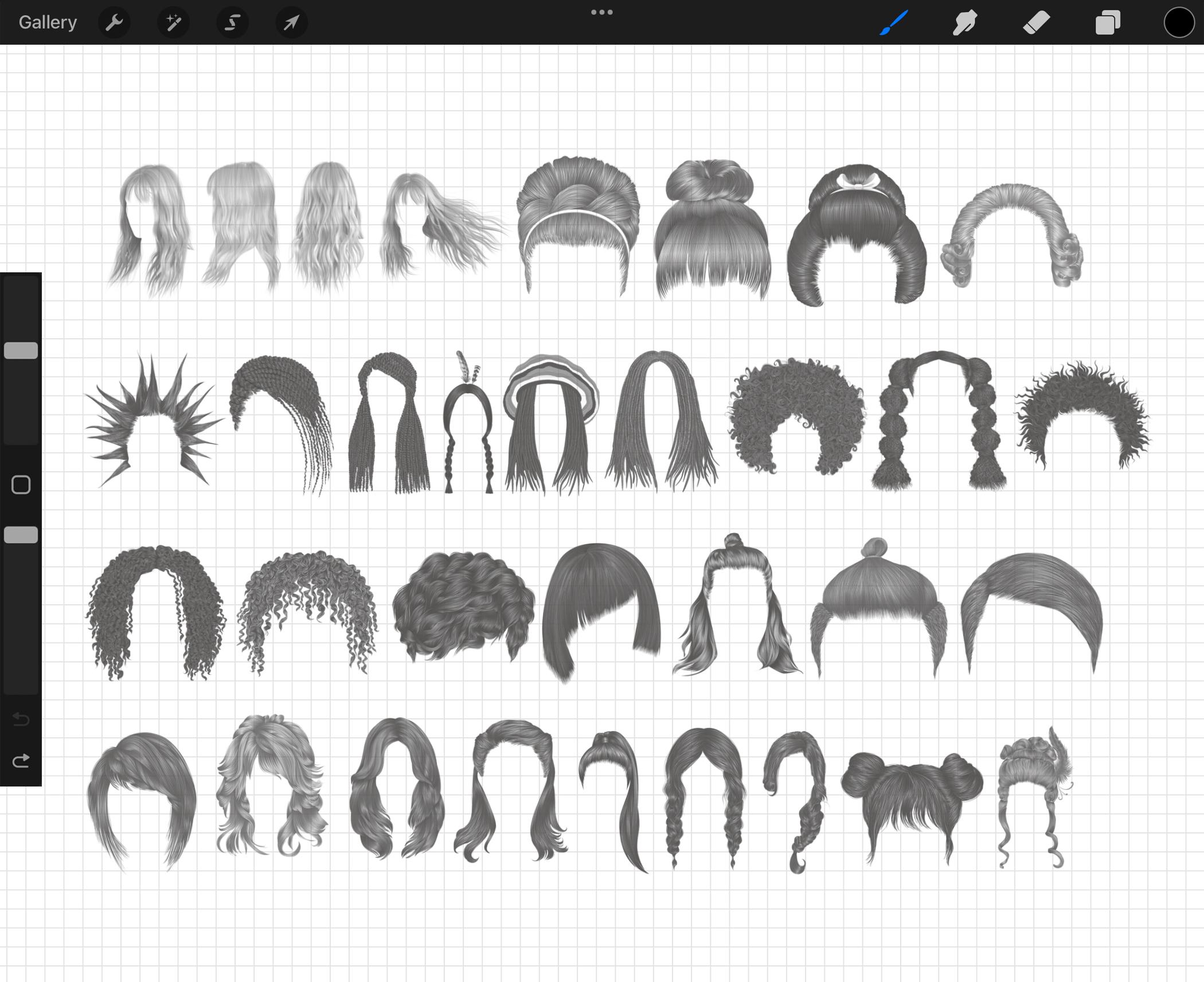 Woman Hair Base for Procreate, Photoshop Brush and Clip Studio Paint ...
