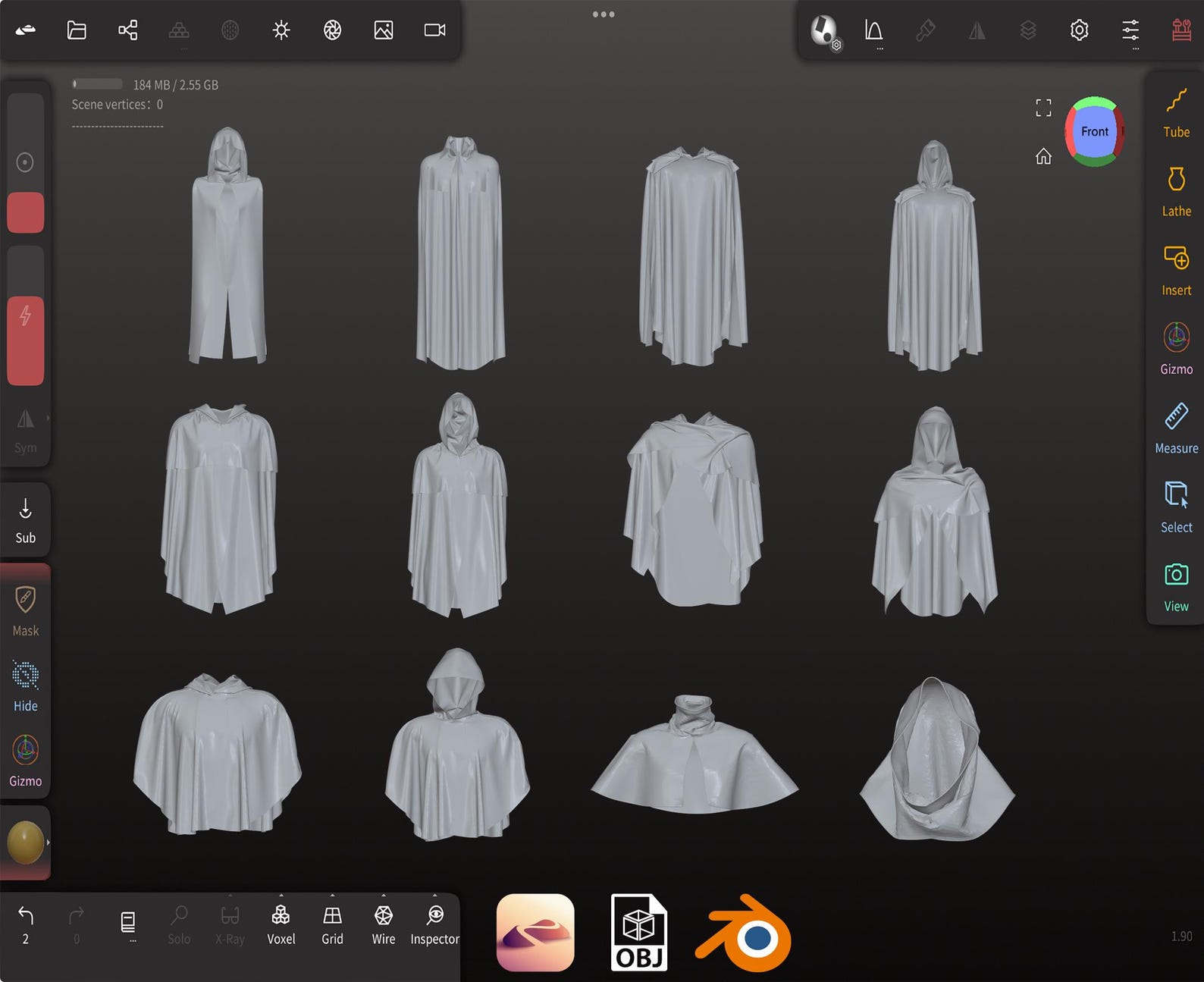 Capes Model OBJ Pack – 32 Dynamic Cape Models for Nomad Sculpt, Blender ...