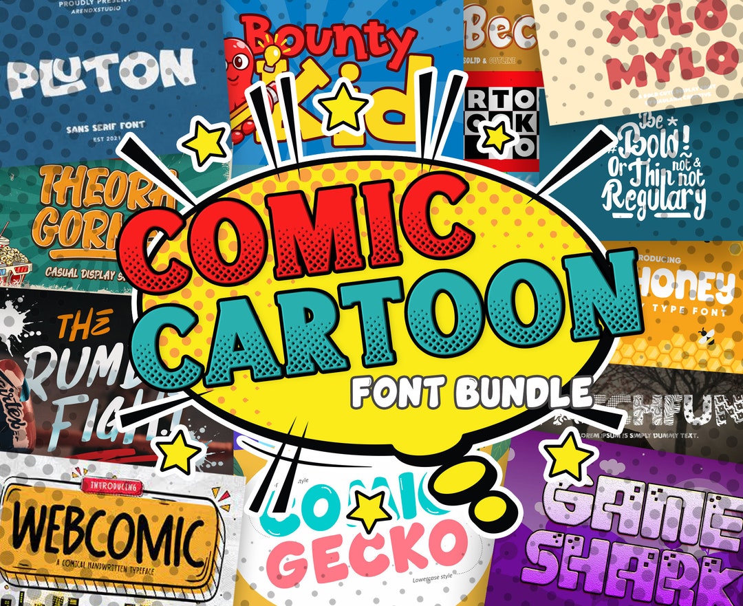 Comic and Cartoon Fonts Bundle, Over 120+ Fonts - Etsy