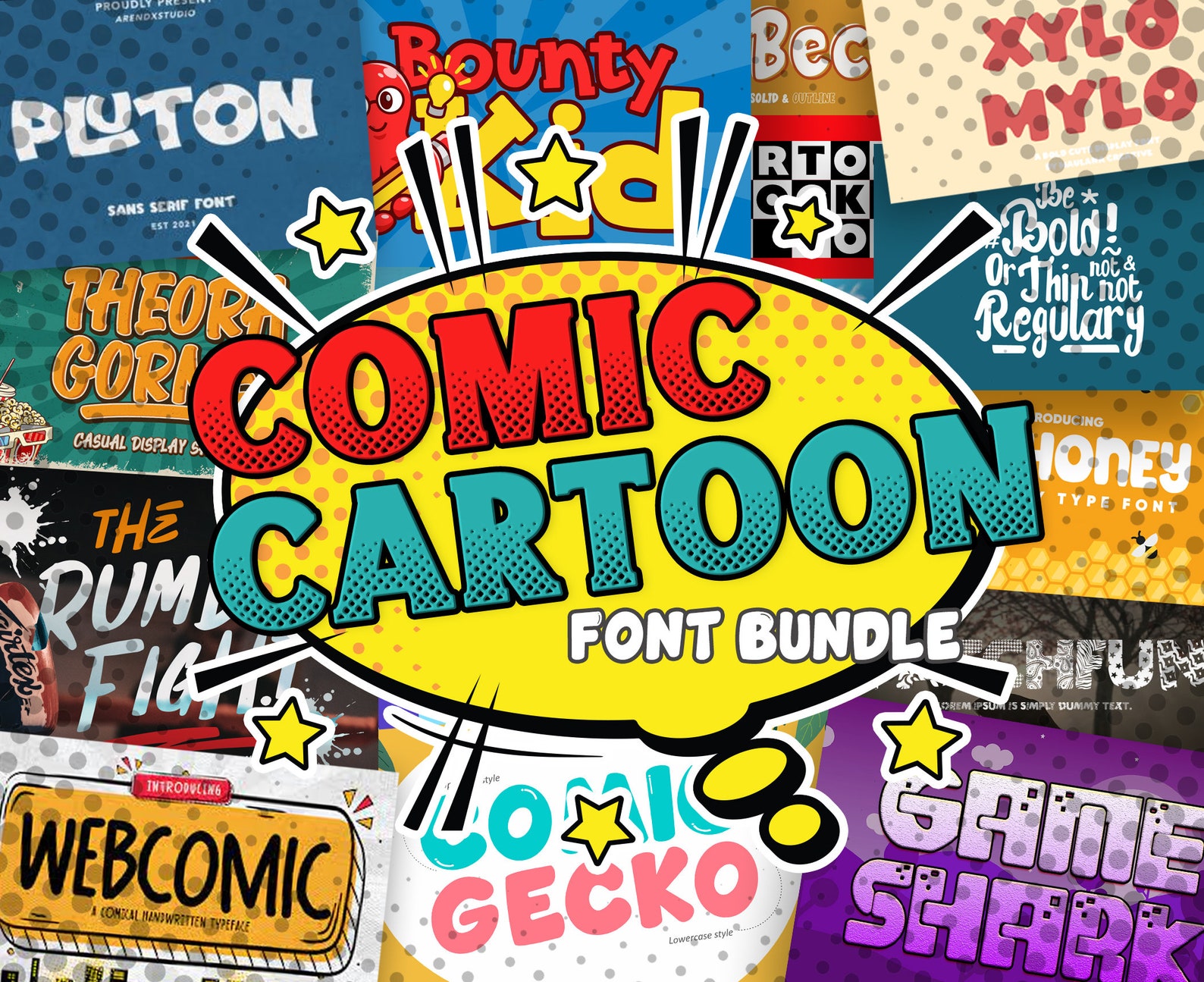 Comic and Cartoon Fonts Bundle, Over 120+ Fonts - Etsy