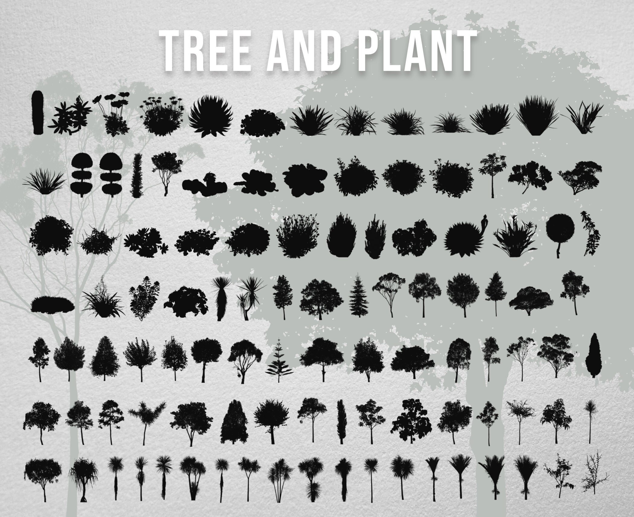 Trees and Plants Procreate Stamp, Big Bundle of Trees and Plants for ...