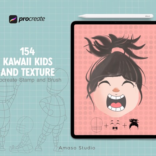 Kawaii Kids Procreate Stamp and Texture Brushes Procreate - Etsy
