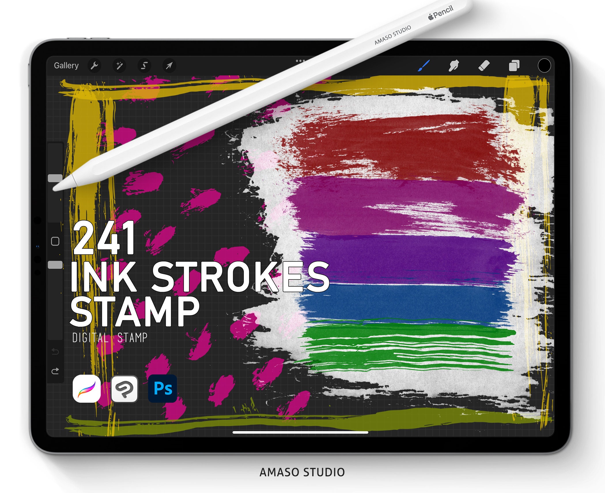 Ink Strokes Stamp for Procreate, Photoshop Brush and Clip Studio Paint ...