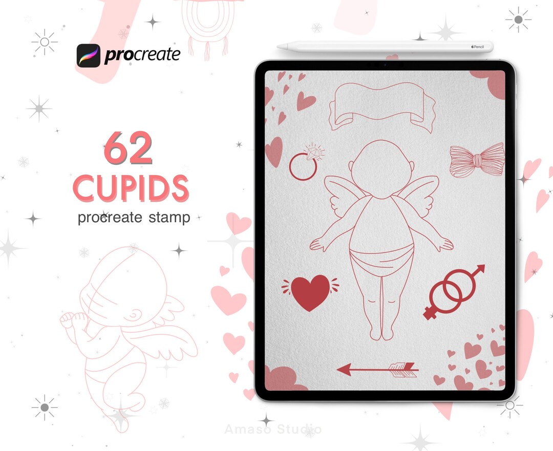 Cupids Procreate Stamp, Angel Procreate Brushes, Cartoon Guardian Angel ...
