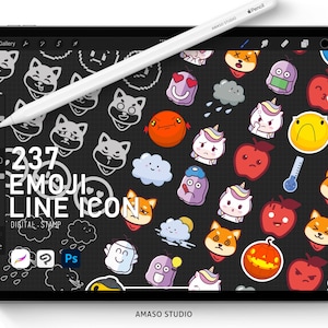Emoji Emoticon Icon Stamp for Procreate, Photoshop Brush and Clip ...