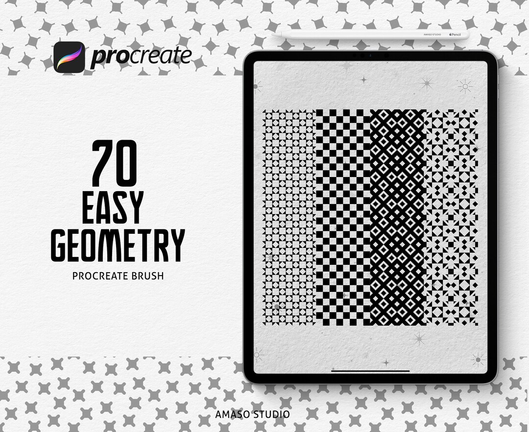70 Easy Geometry Procreate Brush, Geometric Art Illustration Stamp - Etsy