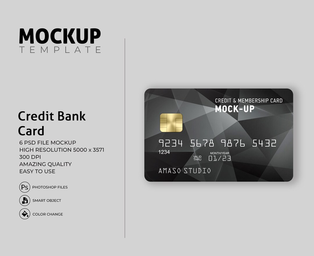 Credit Card Mockup, Bank Card Mockup, Personalised Bank Card Mockup ...