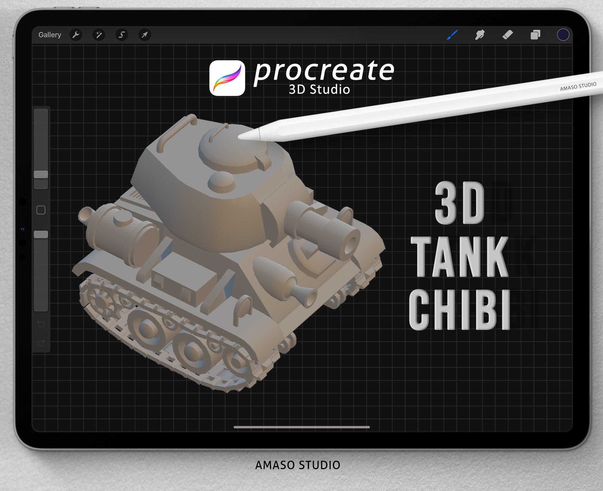 3D Tank Chibi for Procreate, 3D Model OBJ File for Procreate - Etsy