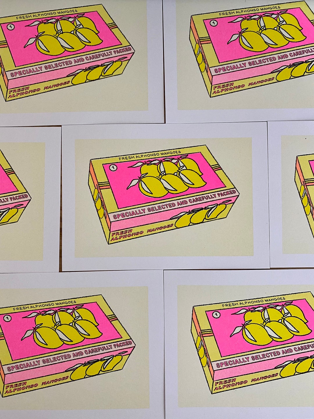 Fresh Alphanso Mango Box Risograph A6 Print - Etsy