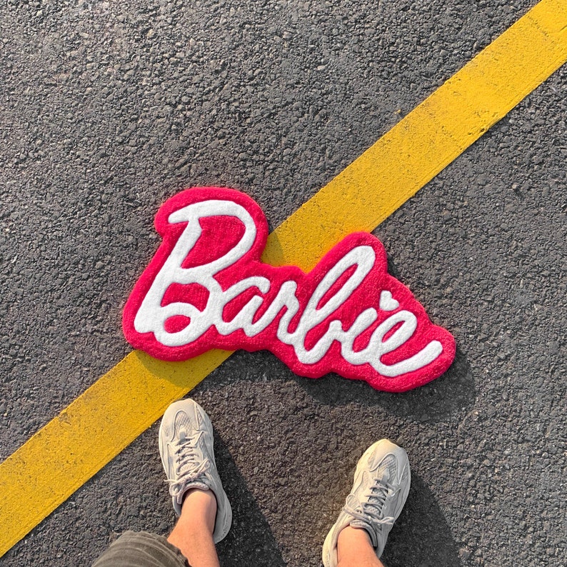 Barbie 1959 Logo Tufted Rug / Custom Rug, Fluffy & Soft, Handmade Rug ...