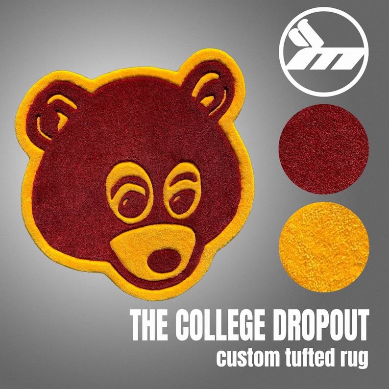 Custom Kanye West College Dropout Bear Logo Design Tufted Fluffy Rugs ...