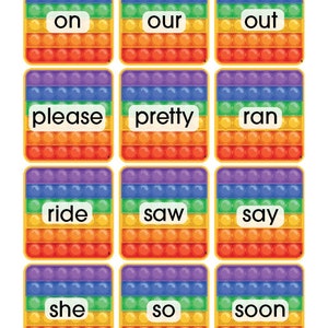 Pop-it! Kindergarten Dolch Sight Word Flash Cards Digital Download - Etsy