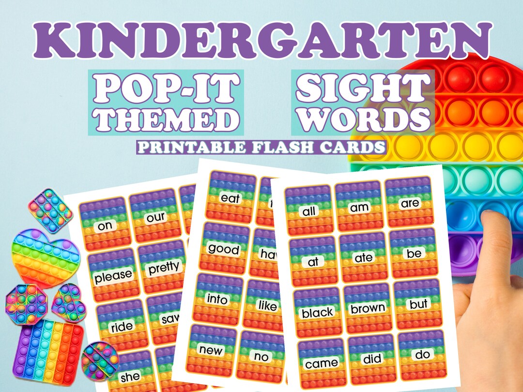 Pop-it! Kindergarten Dolch Sight Word Flash Cards Digital Download - Etsy