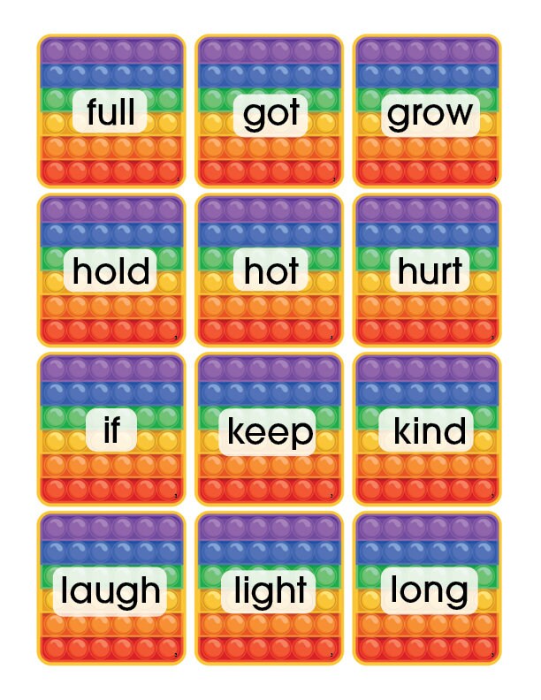 Pop-it! Third Grade Dolch Sight Word Flash Cards Digital Download - Etsy