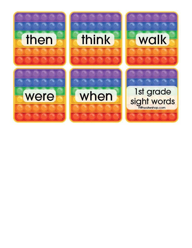 Pop-it! First Grade Dolch Sight Word Flash Cards Digital Download - Etsy