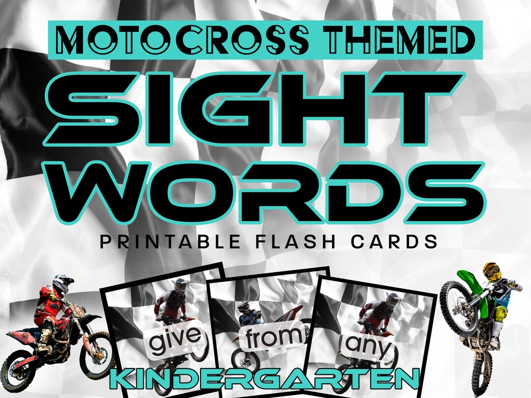 Kindergarten Motocross Dolch Sight Word Flash Cards Digital Download - Etsy