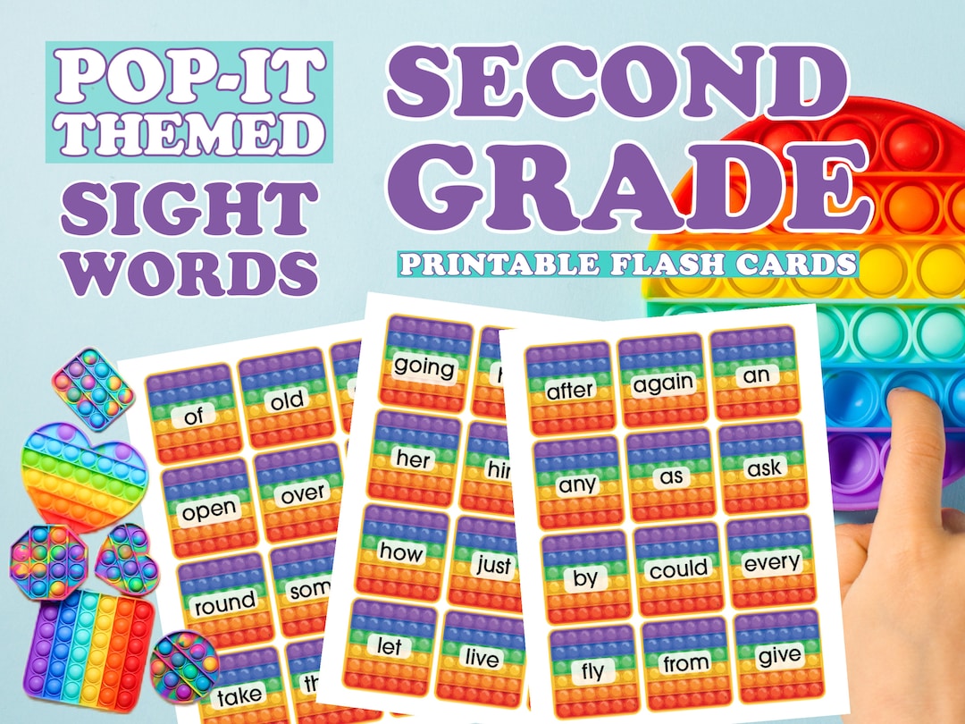 Pop-it! Second Grade Dolch Sight Word Flash Cards Digital Download - Etsy