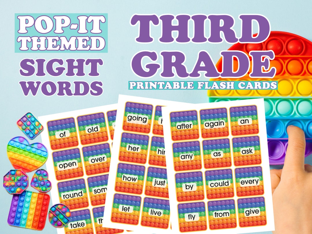Pop-it! Third Grade Dolch Sight Word Flash Cards Digital Download - Etsy