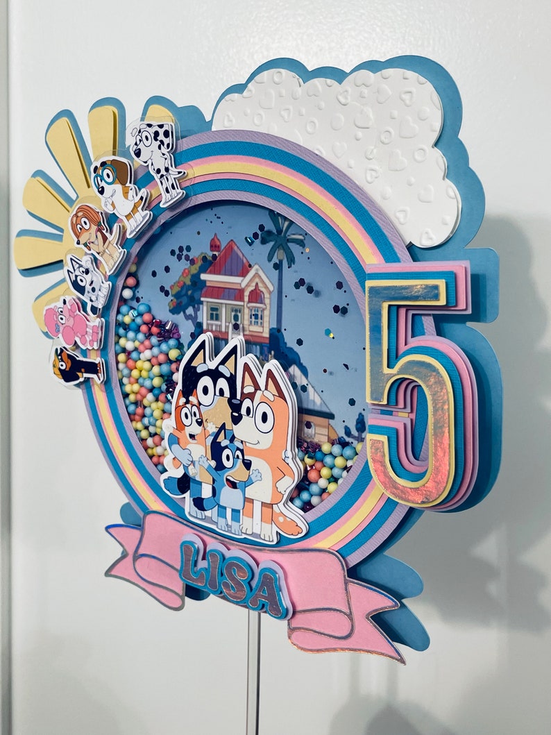 Bluey Inspired Shaker Cake Topper - Etsy