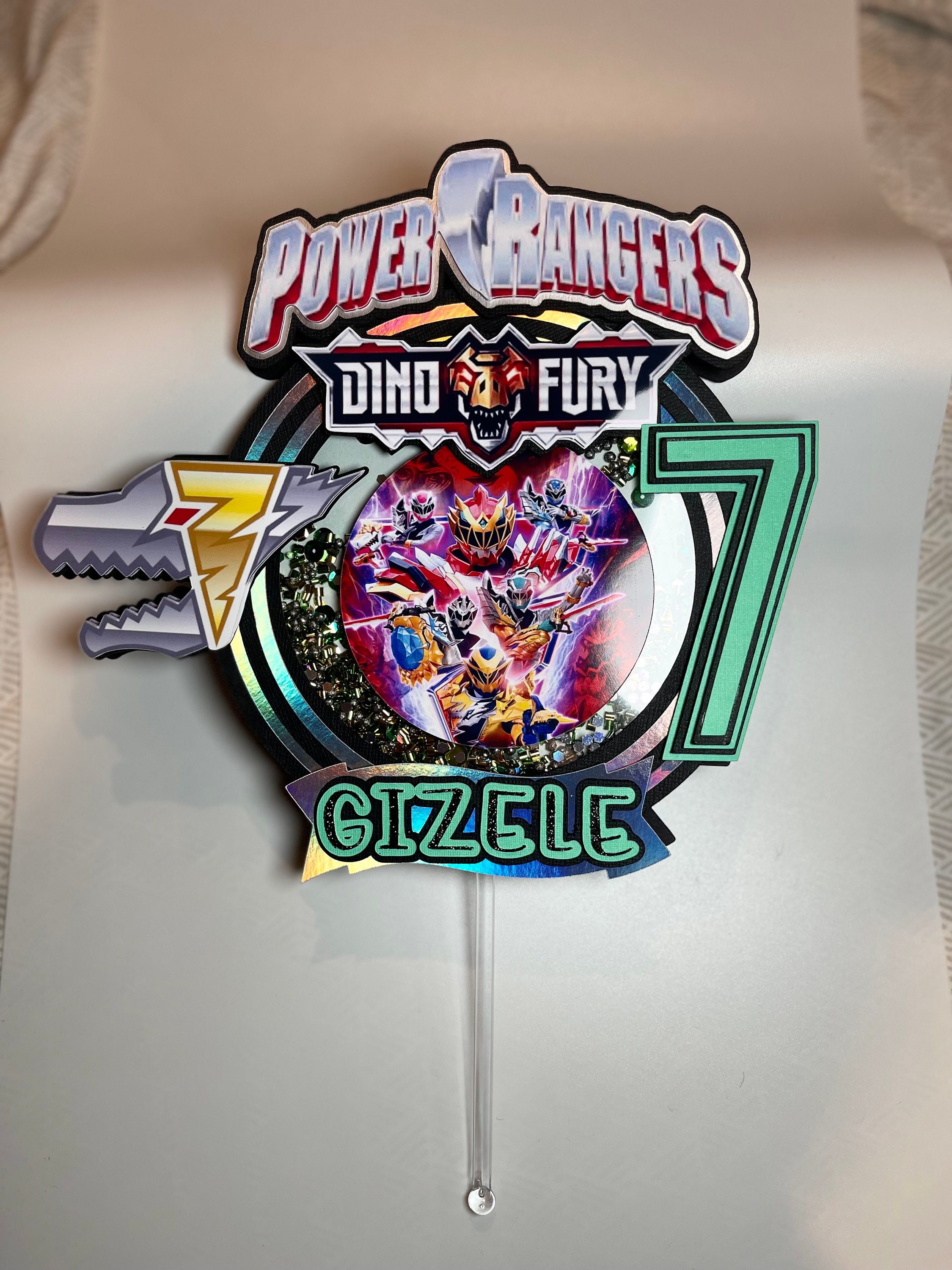 Power Rangers Dino Fury Theme Shaker Cake Topper With Name and Age - Etsy