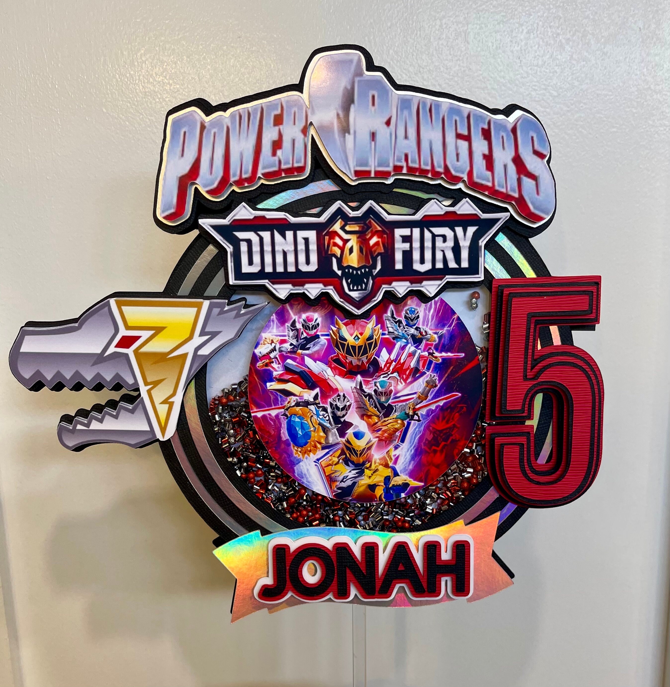 Power Rangers Dino Fury Theme Shaker Cake Topper With Name and Age - Etsy